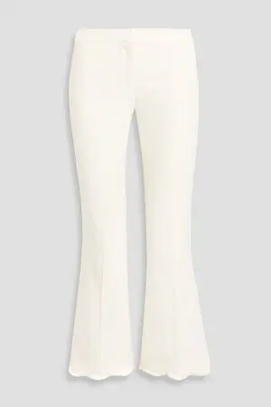Alexander McQueen Cropped Flared Wool Pants With Lace Trim