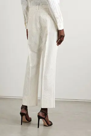 TOM FORD Pinstriped Wool-blend Twill Straight-leg Pants - Ivory