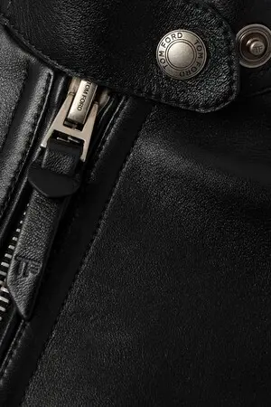 TOM FORD Cropped Leather Biker Jacket - Black