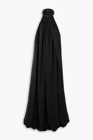 TOM FORD Embellished Silk-Chiffon Halterneck Gown - Black