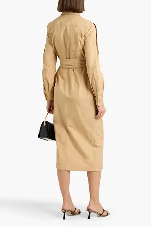 Max Mara Agrume Pleated Cotton-poplin Midi Wrap Dress - Sand
