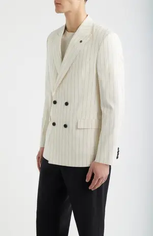 ALLSAINTS Ridley Slim Fit Pinstripe Double Breasted Sport Coat