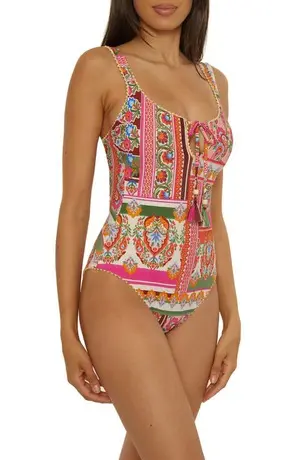 Lucky Brand Verona Tile Print One-piece Swimsuit