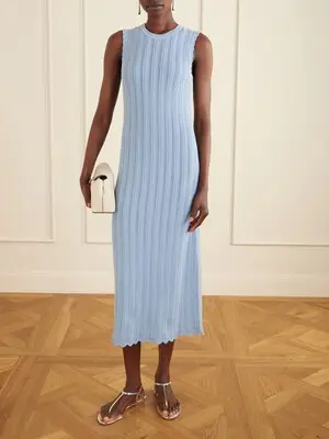 Altuzarra Sissi Open-knit Organic Cotton Dress - Blue