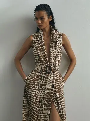 ATELIER Cotton Animal-print Tailored Dress