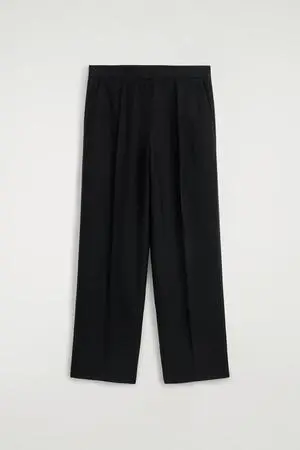 Cos Tailored Linen-blend Straight-leg Pants - Black