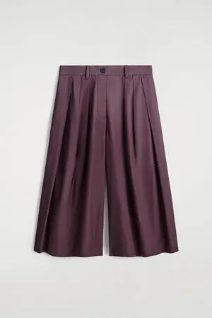 Cos Pleated Cotton Culottes - Red