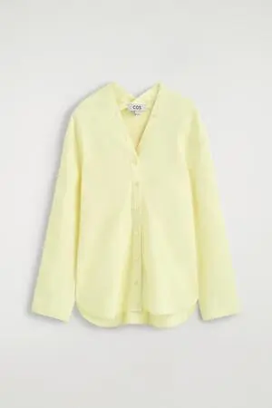 Cos Button-detail Linen V-neck Shirt