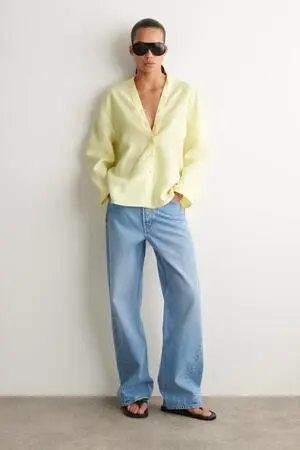 Cos Button-detail Linen V-neck Shirt