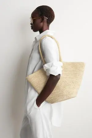 Cos Hand-woven Market Tote - Beige