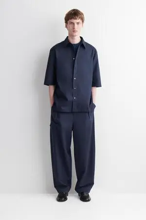 Cos Short-sleeved Cotton Shirt - Navy