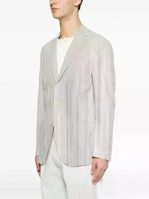 Eleventy Striped Single-breasted Jacket - Neutrals