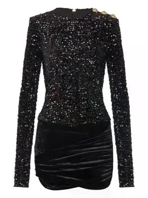 Balmain Sequin Velvet Mini Dress