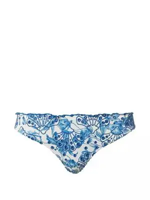 TWINSET Embroidered Bikini Bottoms - Blue