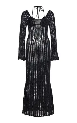 Akoia Swim Crocheted Cotton Maxi Dress - Black