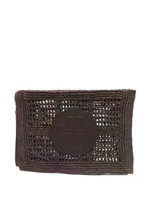 Tory Burch Hand-crocheted Logo Clutch - Brown
