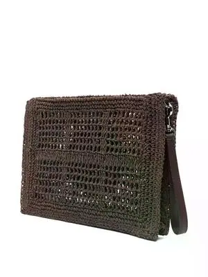 Tory Burch Hand-crocheted Logo Clutch - Brown