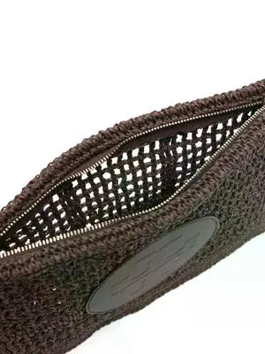 Tory Burch Hand-crocheted Logo Clutch - Brown