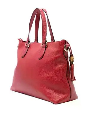 Gucci Leather Bamboo Tassel Satchel - Red