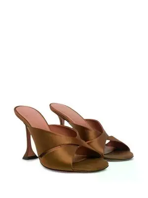 Amina Muaddi Salma Satin Sandals - Brown