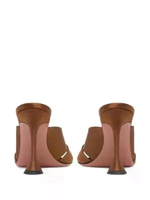 Amina Muaddi Salma Satin Sandals - Brown