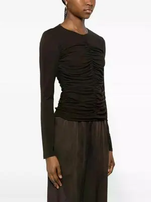 FRAME Ruched Long-sleeve Blouse