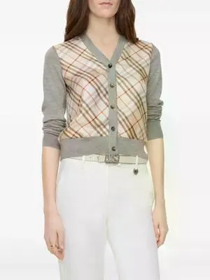 Burberry Check-panel Wool Silk Cardigan