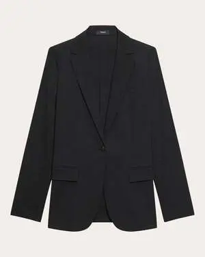 Theory Linen-blend Blazer - Black