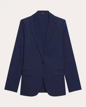 Theory Linen-blend Blazer - Blue
