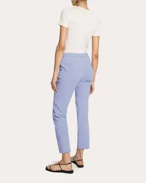 Theory Treeca Good Linen Cropped Pull-on Pants - Purple
