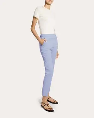 Theory Treeca Good Linen Cropped Pull-on Pants - Purple