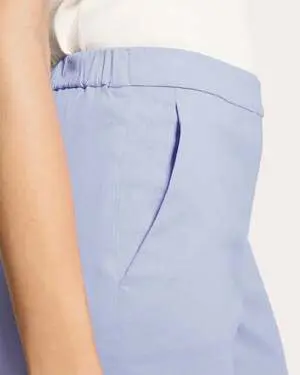 Theory Treeca Good Linen Cropped Pull-on Pants - Purple