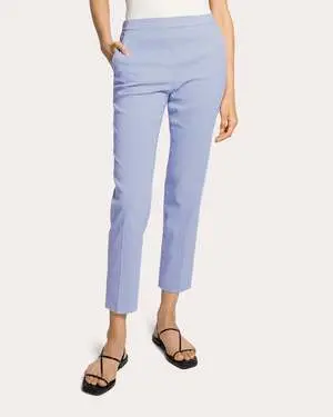 Theory Treeca Good Linen Cropped Pull-on Pants - Purple