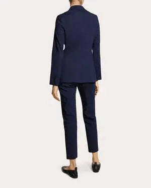 Theory Treeca Good Linen Cropped Pull-on Pants - Blue
