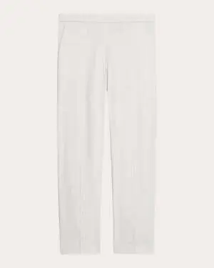 Theory Treeca Good Linen Cropped Pull-on Pants - White