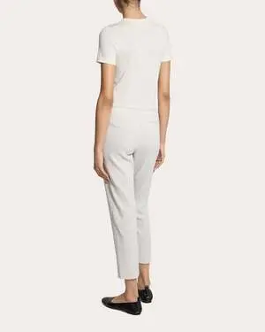 Theory Treeca Good Linen Cropped Pull-on Pants - White
