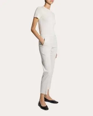 Theory Treeca Good Linen Cropped Pull-on Pants - White