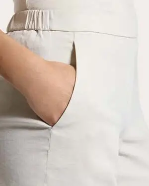 Theory Treeca Good Linen Cropped Pull-on Pants - White