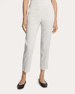 Theory Treeca Good Linen Cropped Pull-on Pants - White
