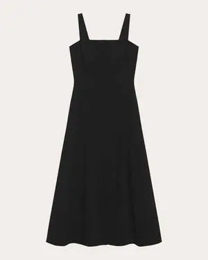 Theory Good Linen Square Neck Flared Midi Dress