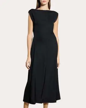 Theory Washed Twill Boatneck Parachute Midi Dress