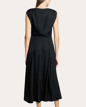 Theory Washed Twill Boatneck Parachute Midi Dress