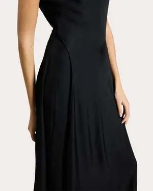 Theory Washed Twill Boatneck Parachute Midi Dress