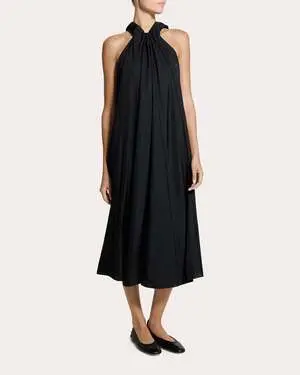 Theory Washed Twill Drawstring Tank Midi Dress