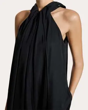 Theory Washed Twill Drawstring Tank Midi Dress