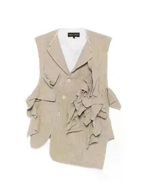 Comme Des Garçons Ruffled Sleeveless Jacket - Neutrals