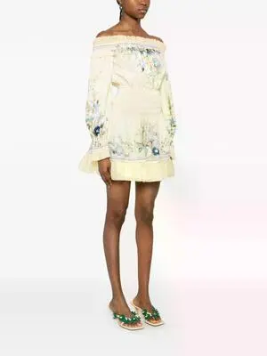 SELF-PORTRAIT Off-shoulder Floral Mini Dress