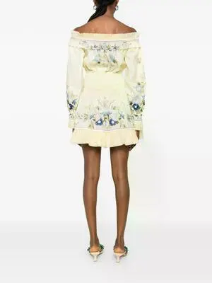 SELF-PORTRAIT Off-shoulder Floral Mini Dress