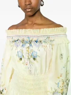 SELF-PORTRAIT Off-shoulder Floral Mini Dress