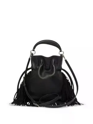 ORTIGNI Fringed Leather Tote - Black